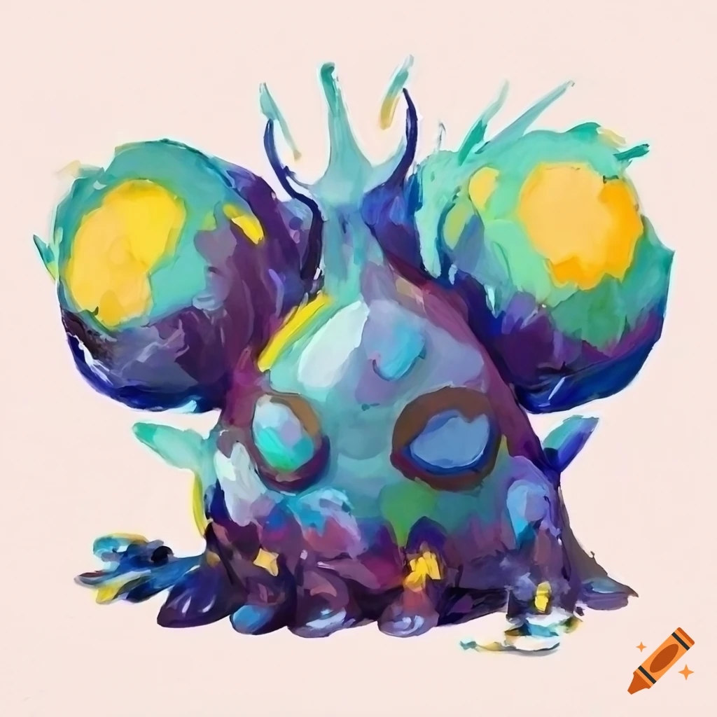 Painting of a Cosmog Pokemon on white background on Craiyon