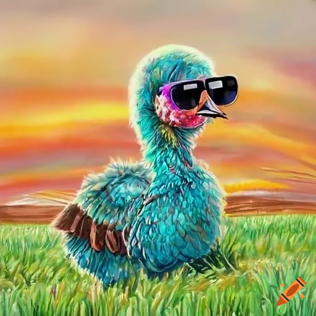 Colored pencil illustration of a stylish baby turkey