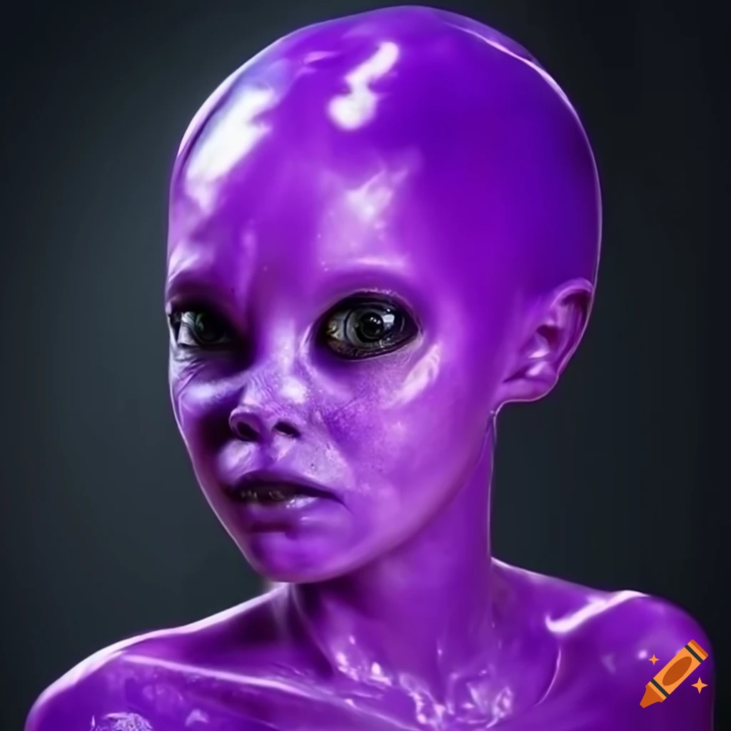 Futuristic purple alien girl with shiny skin on Craiyon