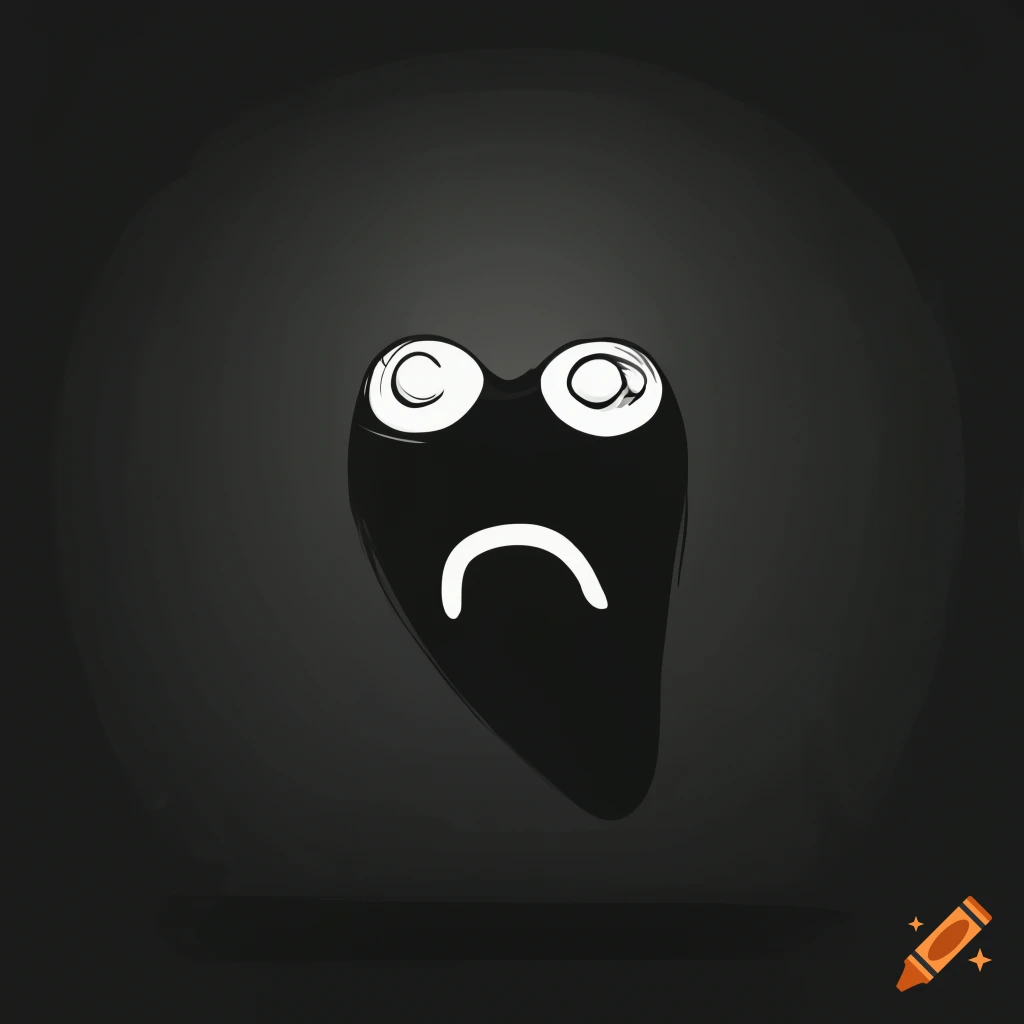 Minimalistic black and white distorted face icon on Craiyon