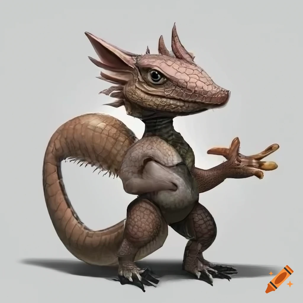 Artwork of a hybrid creature with lizard, armadillo, human, and mole features on Craiyon