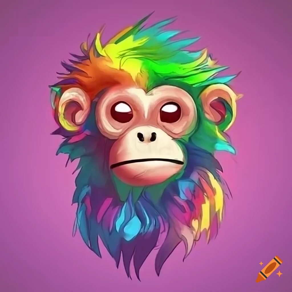 Logo of a rainbow monkey giving advice on Craiyon