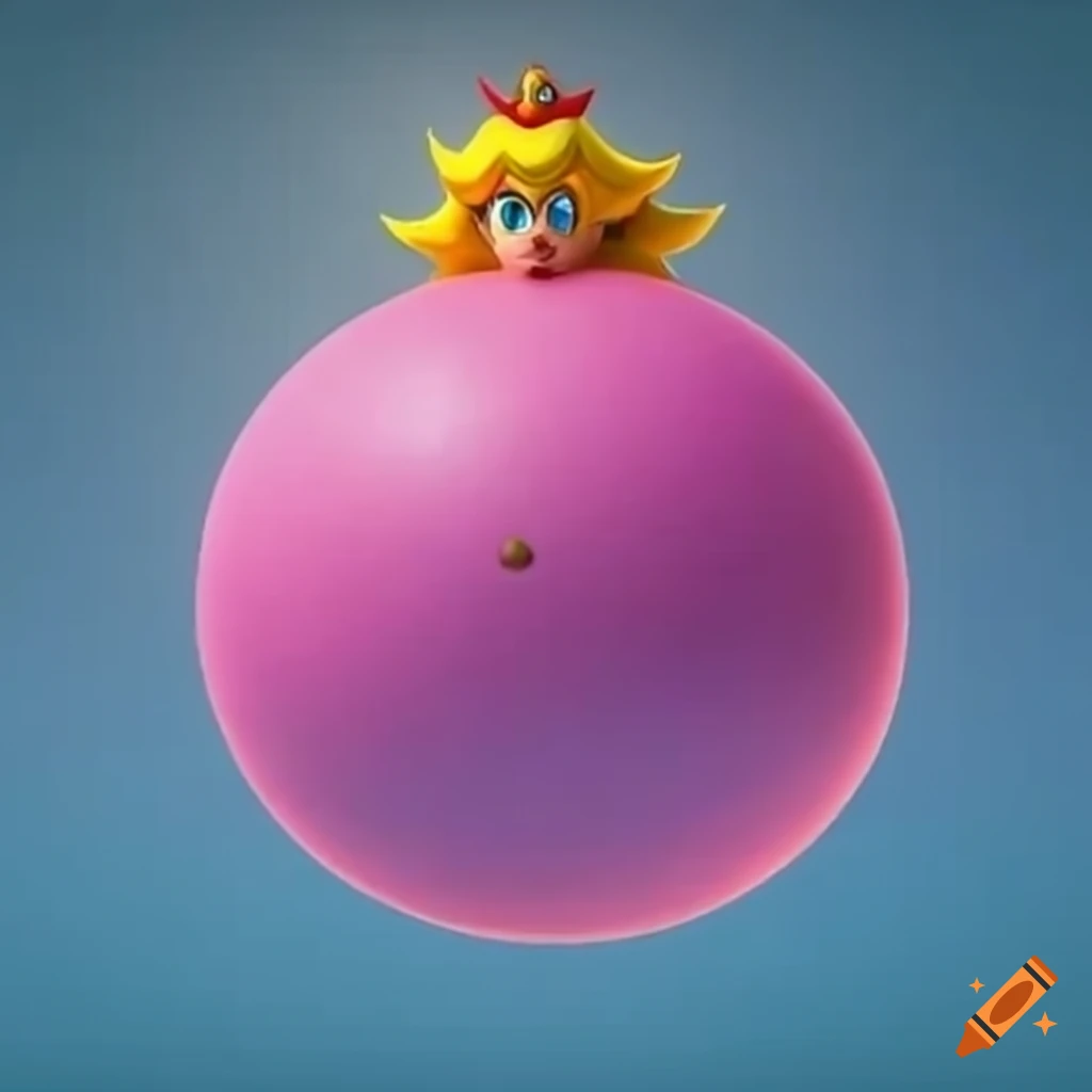 Princess peach inside a giant rubber ball on Craiyon
