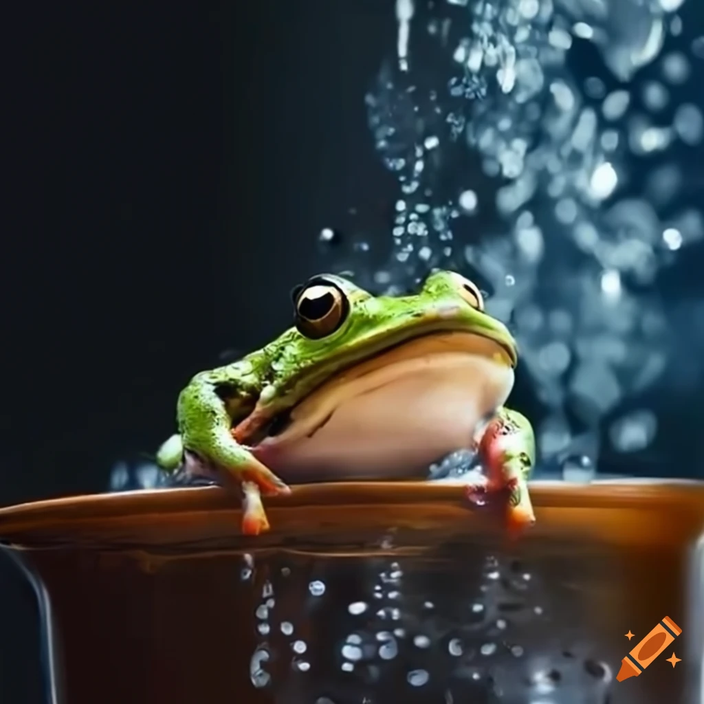 Frog in boiling water on Craiyon