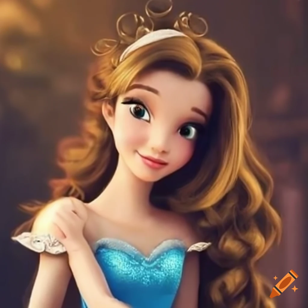 Disney-style princess with long brown hair on Craiyon