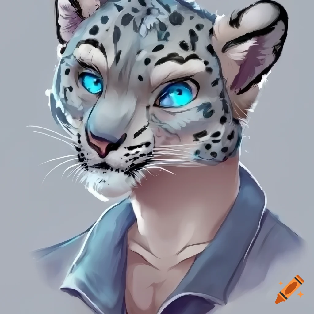 Anthro snow leopard in anime style on Craiyon