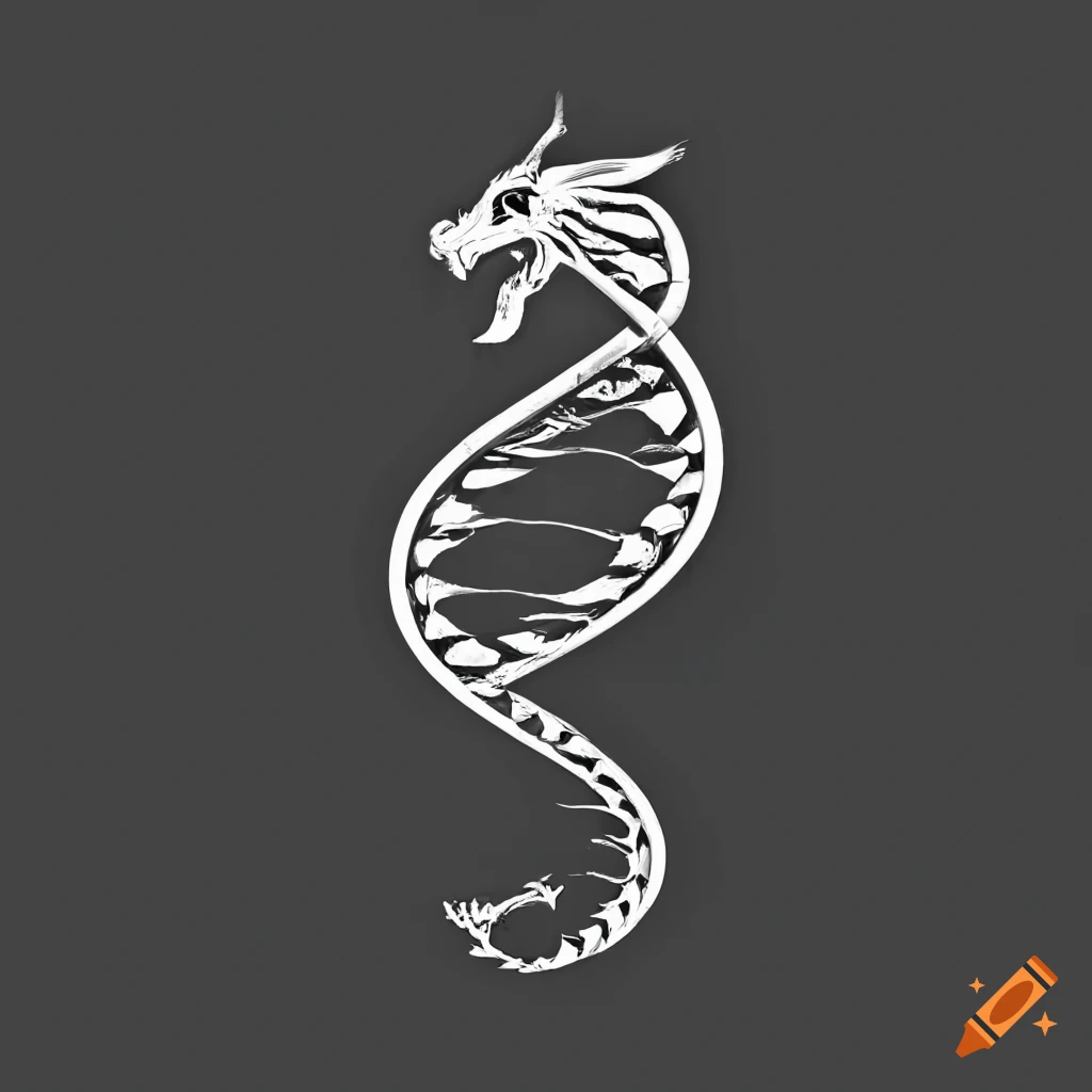 Minimalistic logo with intertwined DNA strands forming a dragon on Craiyon