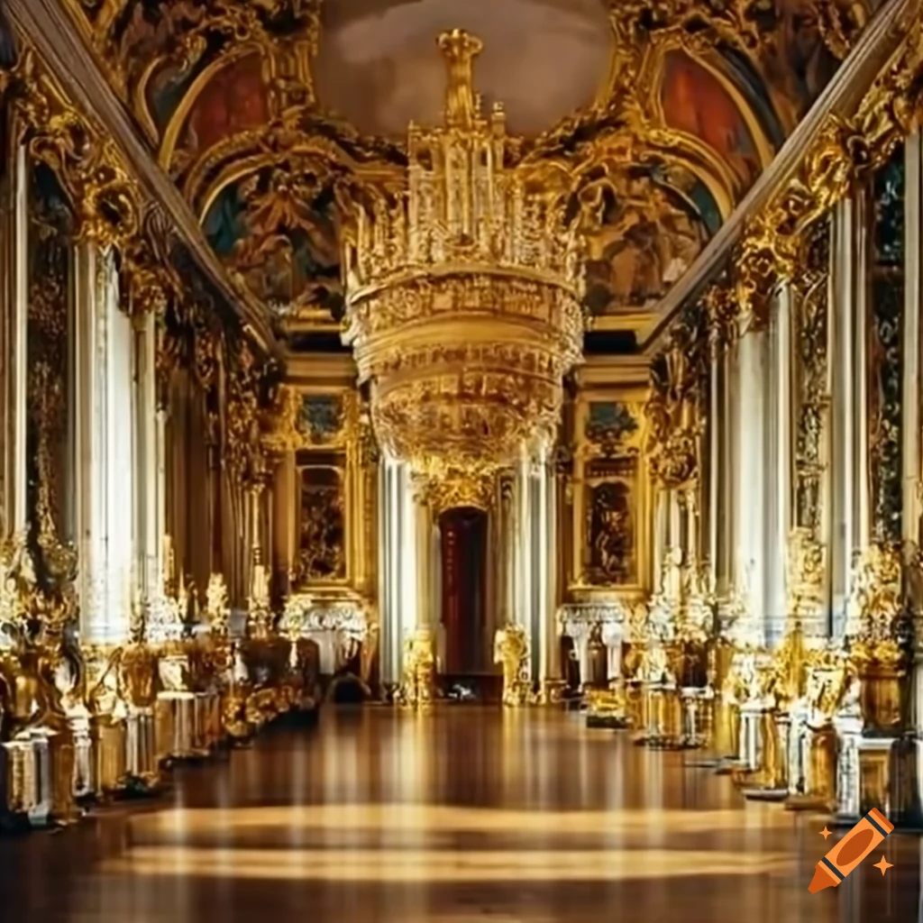 Interior of the Hall of Mirrors in Versailles Palace on Craiyon