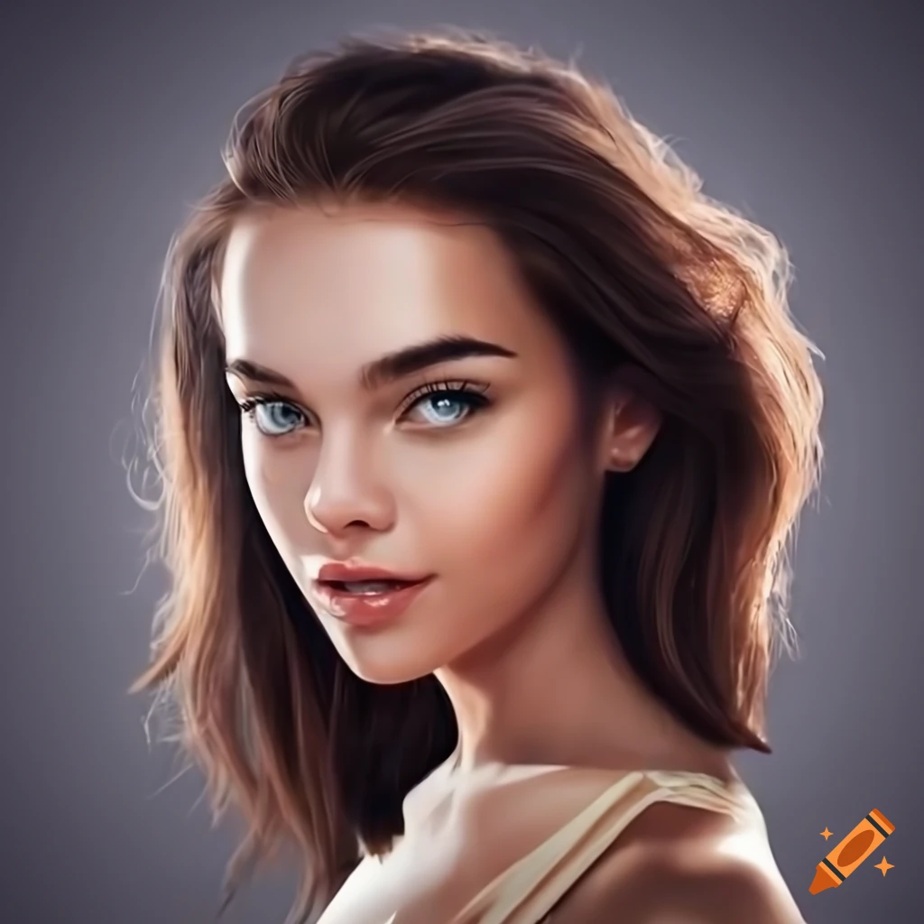 Portrait of a beautiful young woman with a slight smile on Craiyon