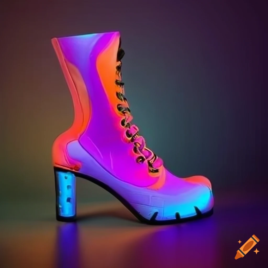 Abstract surrealistic women's dancing boot in vibrant colors on Craiyon