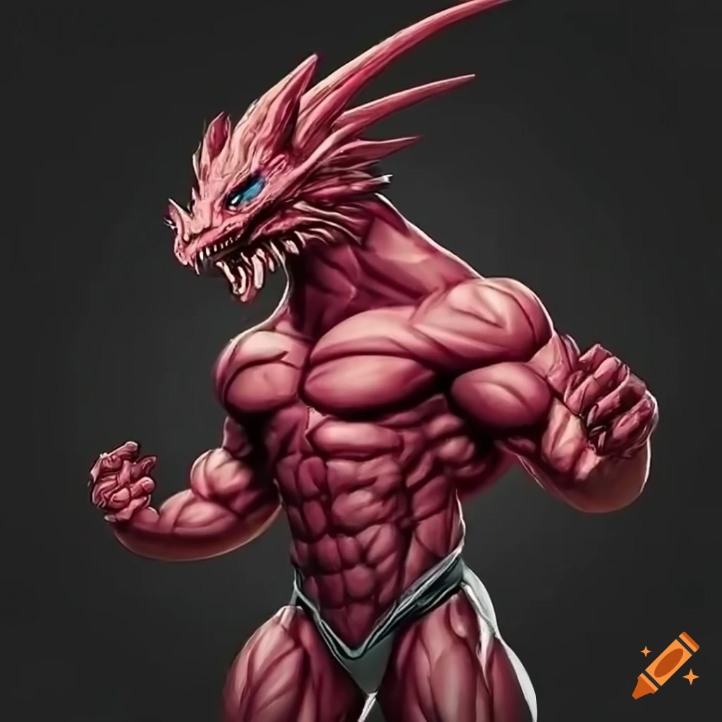 Muscular dragon illustration on Craiyon