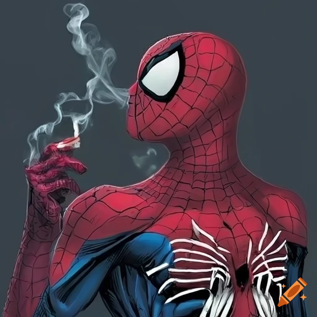 Spiderman with symbiote smoking on Craiyon