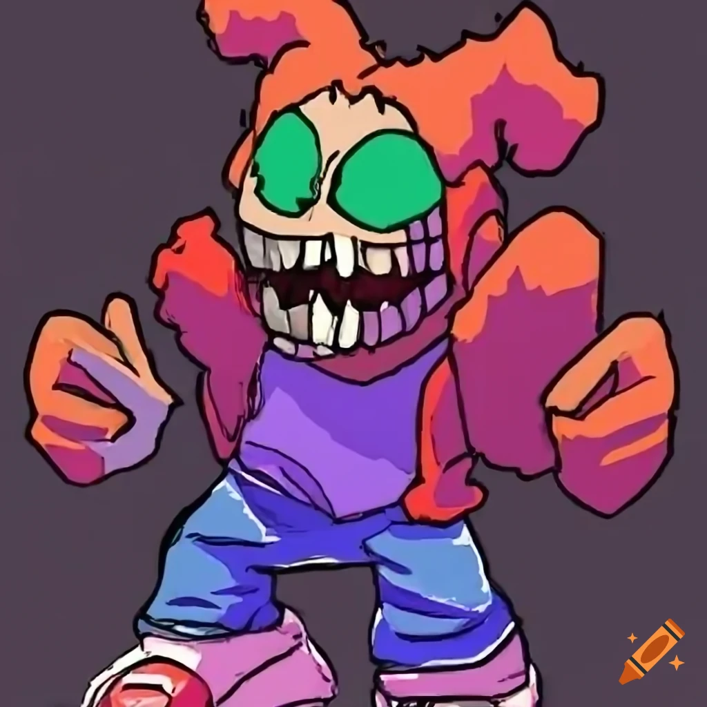 Fanart of a tricky character from fnf on Craiyon