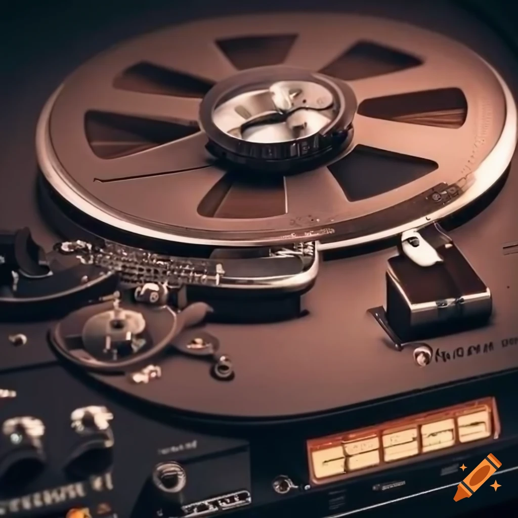 Vintage reel-to-reel magnetic tape recorder on Craiyon