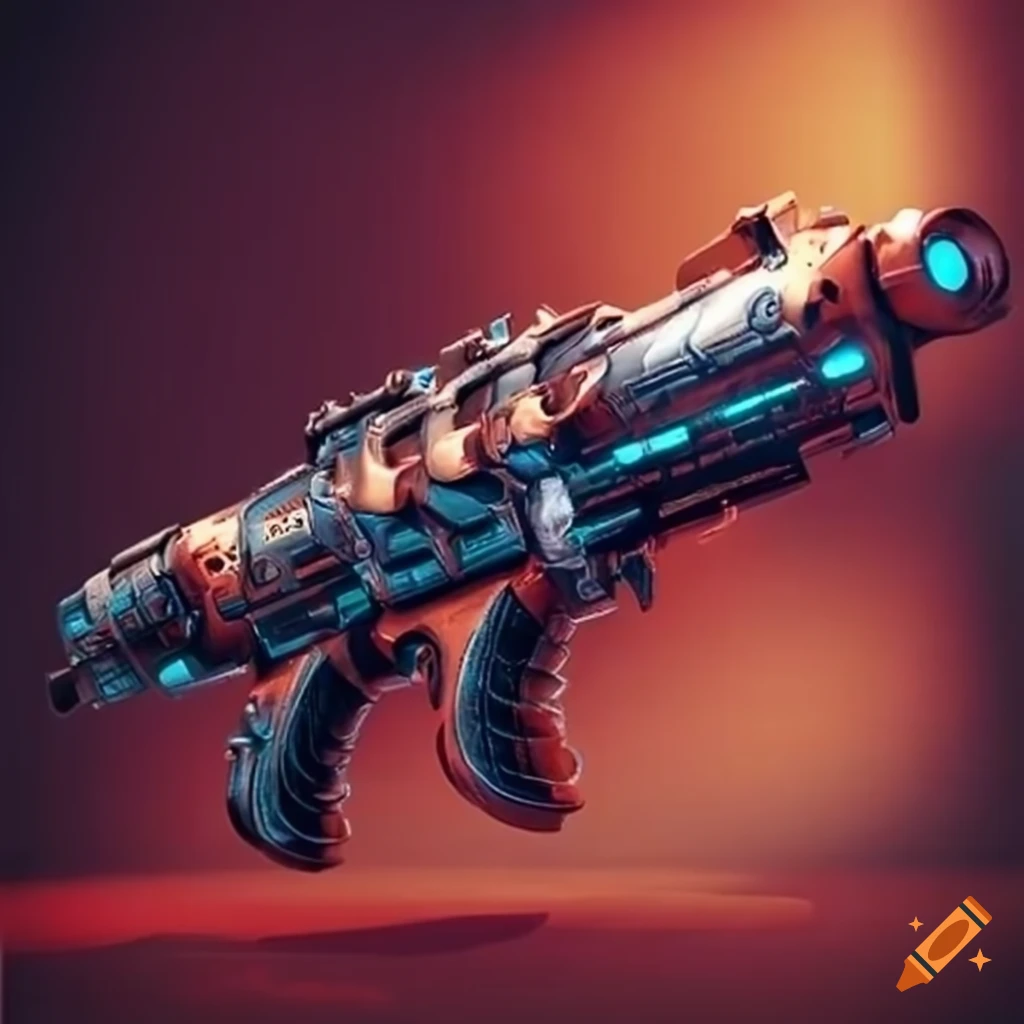 Image of an enchanted blood-powered gun on Craiyon