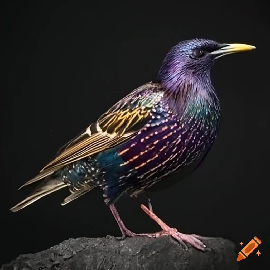 Close-up of a starling bird on Craiyon