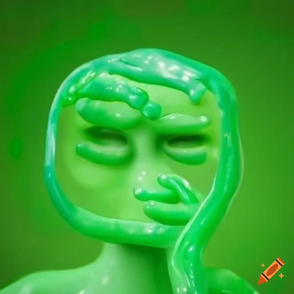 Green slime character artwork on Craiyon