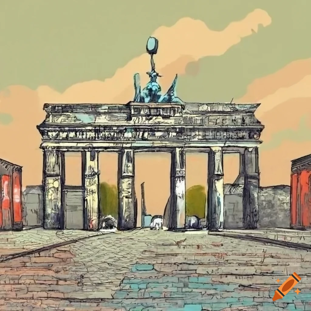 Drawing of the Berlin Wall in a 1800s style on Craiyon