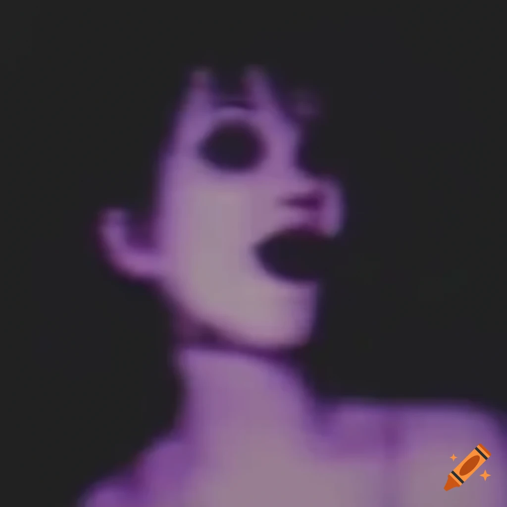 Creepy glitch art of a girl on vhs tape on Craiyon