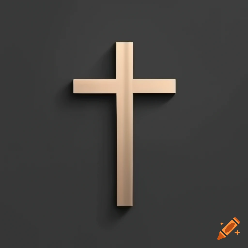 Minimalistic metal cross on black background on Craiyon