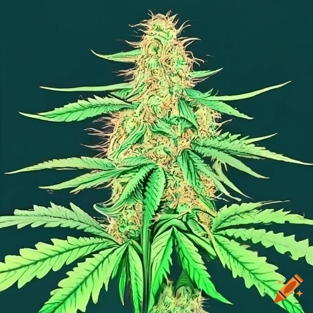 Mature lemon haze cannabis plant ready for harvest on Craiyon