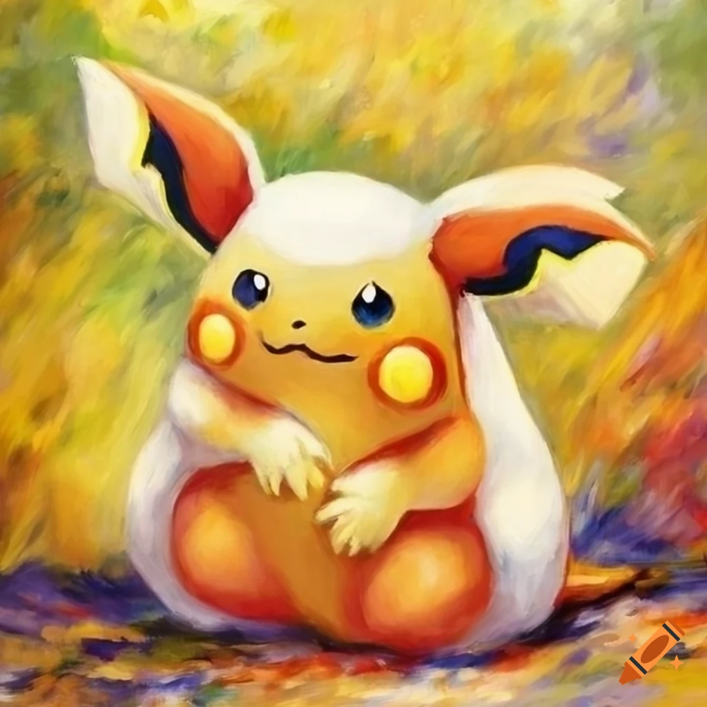 Raichu pokémon painted in renoir style on Craiyon