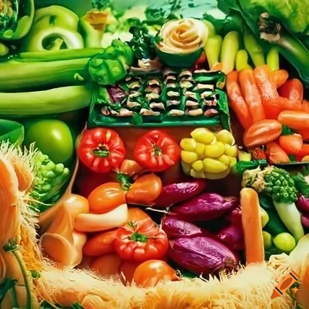 Fruits and vegetables store signage on Craiyon