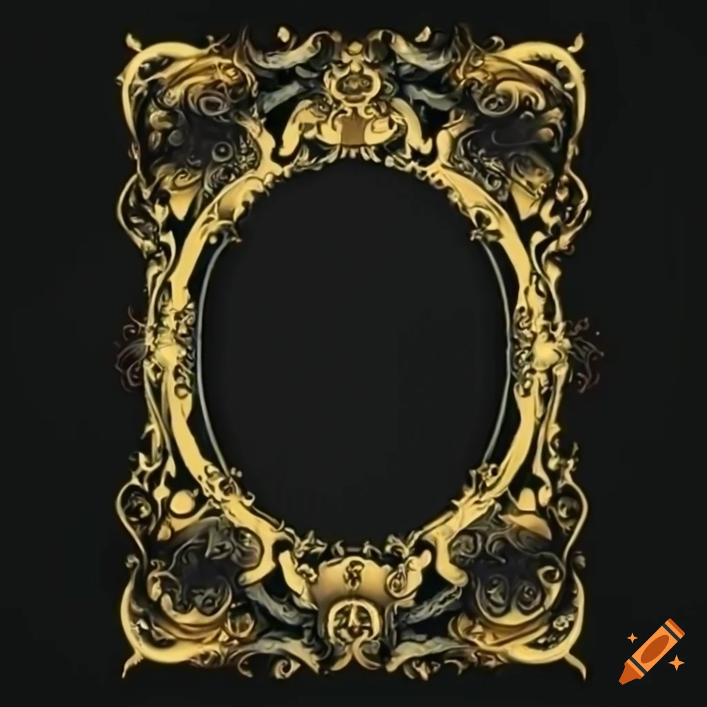 Intricate art nouveau frame with golden edges on Craiyon