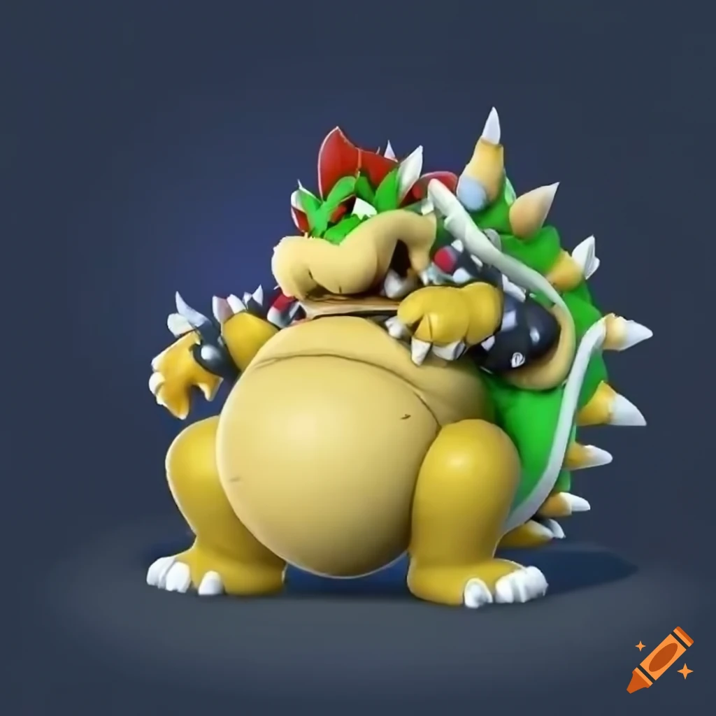 Bowser character showing off his big belly on Craiyon
