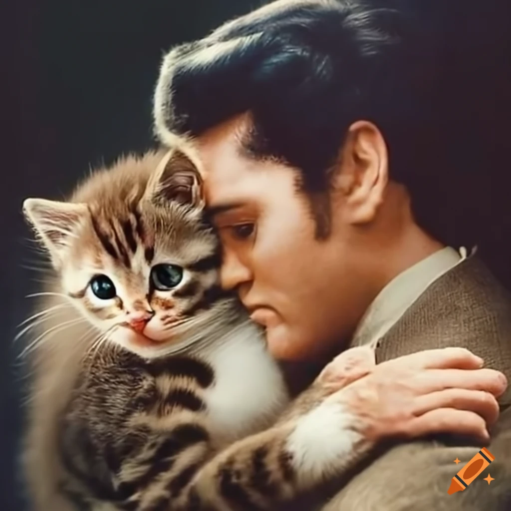 Elvis Presley with cute kittens on Craiyon