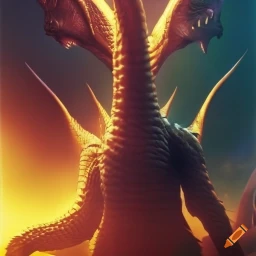 Image of king ghidorah, the colossal cosmic kaiju on Craiyon