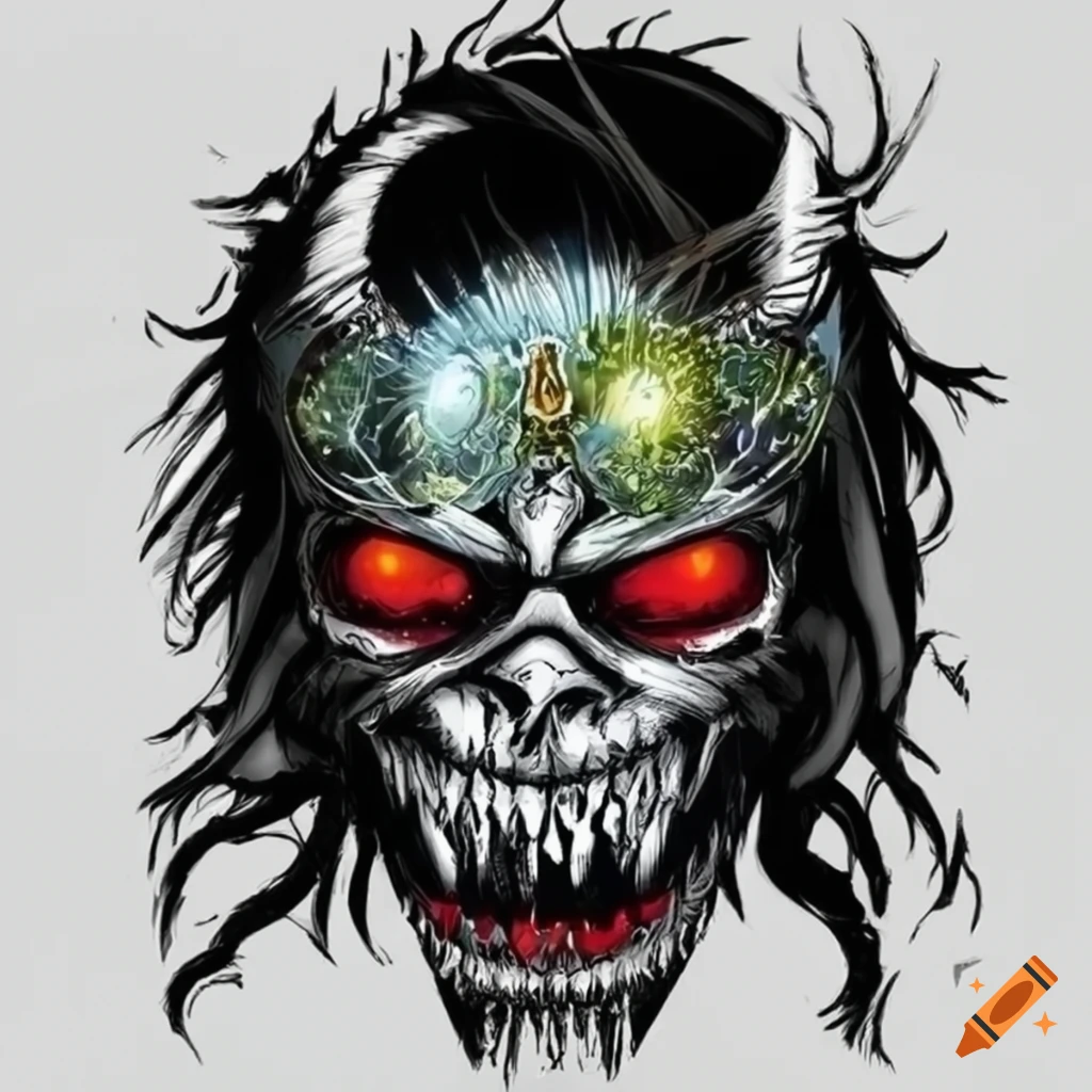 Comic style heavy metal psychedelic motorcycle logo on Craiyon