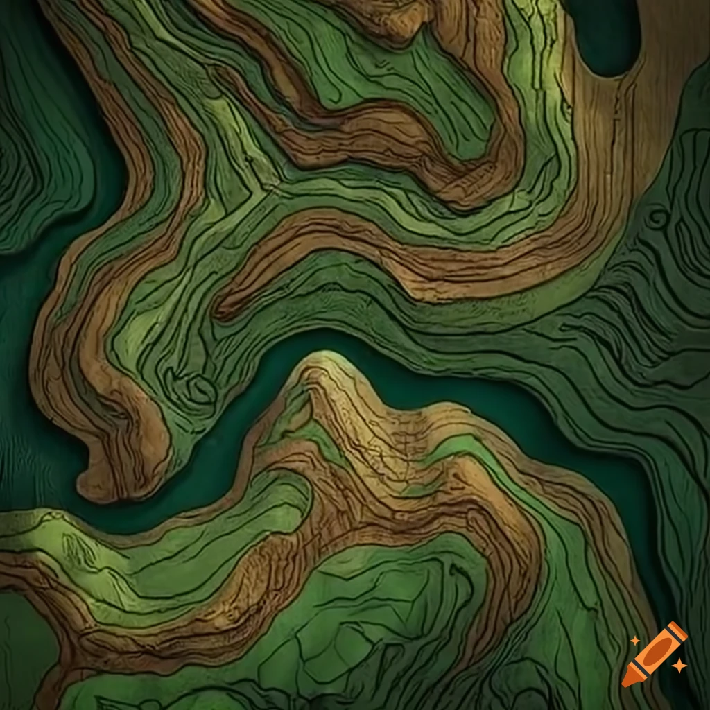 Topographic map of a forest on Craiyon