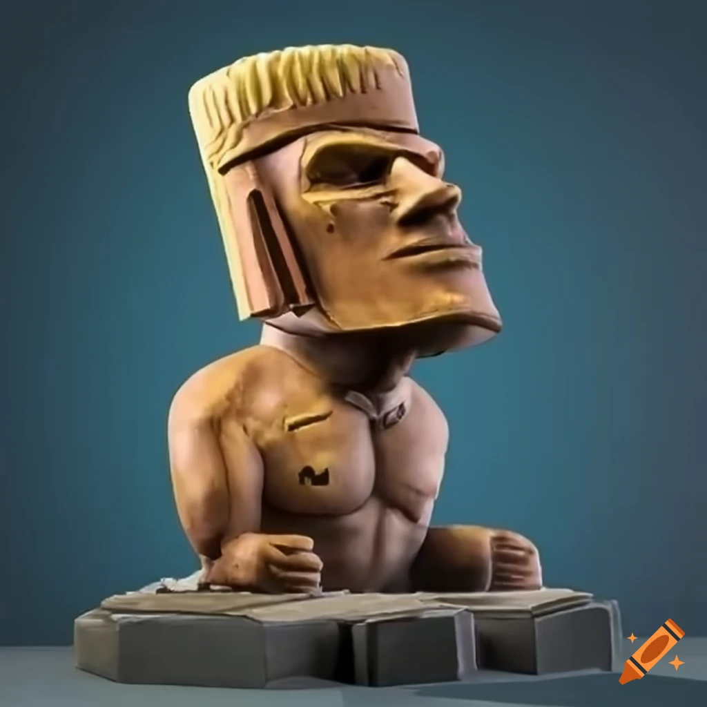 Duke Nukem depicted as a Moai statue on Craiyon