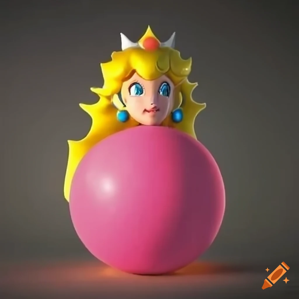 Princess peach trapped inside a giant rubber ball