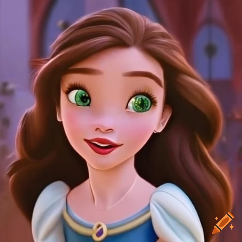 Disney princesses with green eyes on blue-green background on Craiyon
