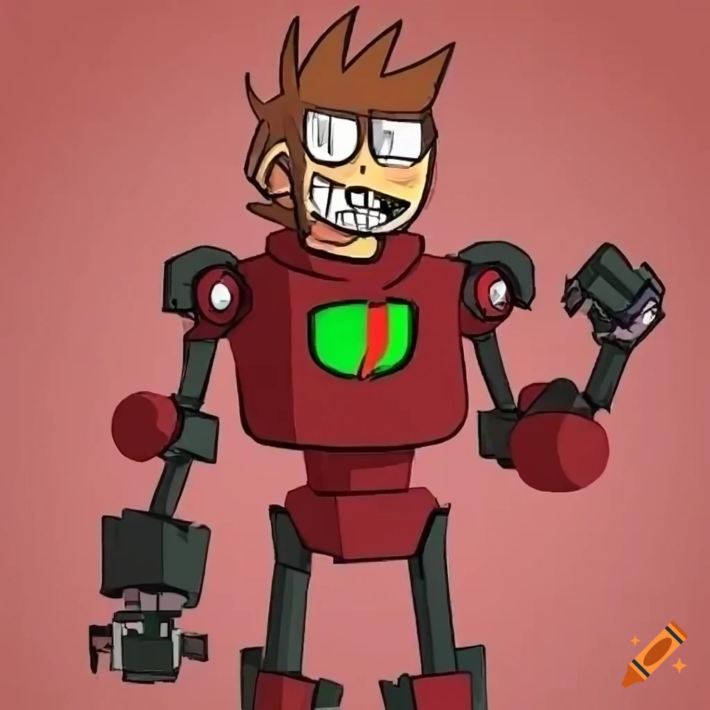 Classicism style portrayal of robotic tord from eddsworld on Craiyon