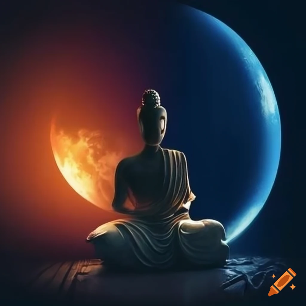 Image of a meditating buddha under the moon on Craiyon