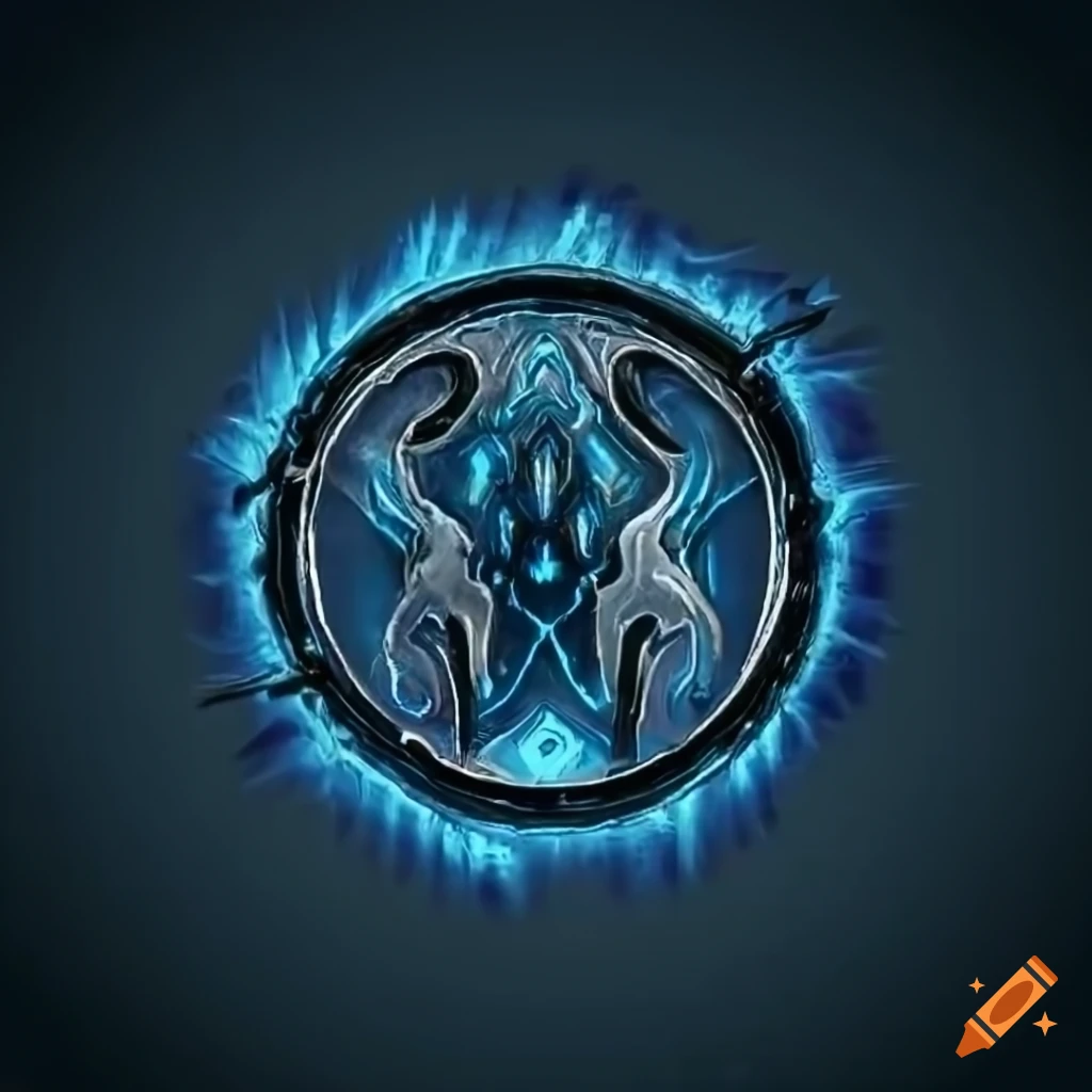Blue Void-themed Warframe clan emblem on Craiyon