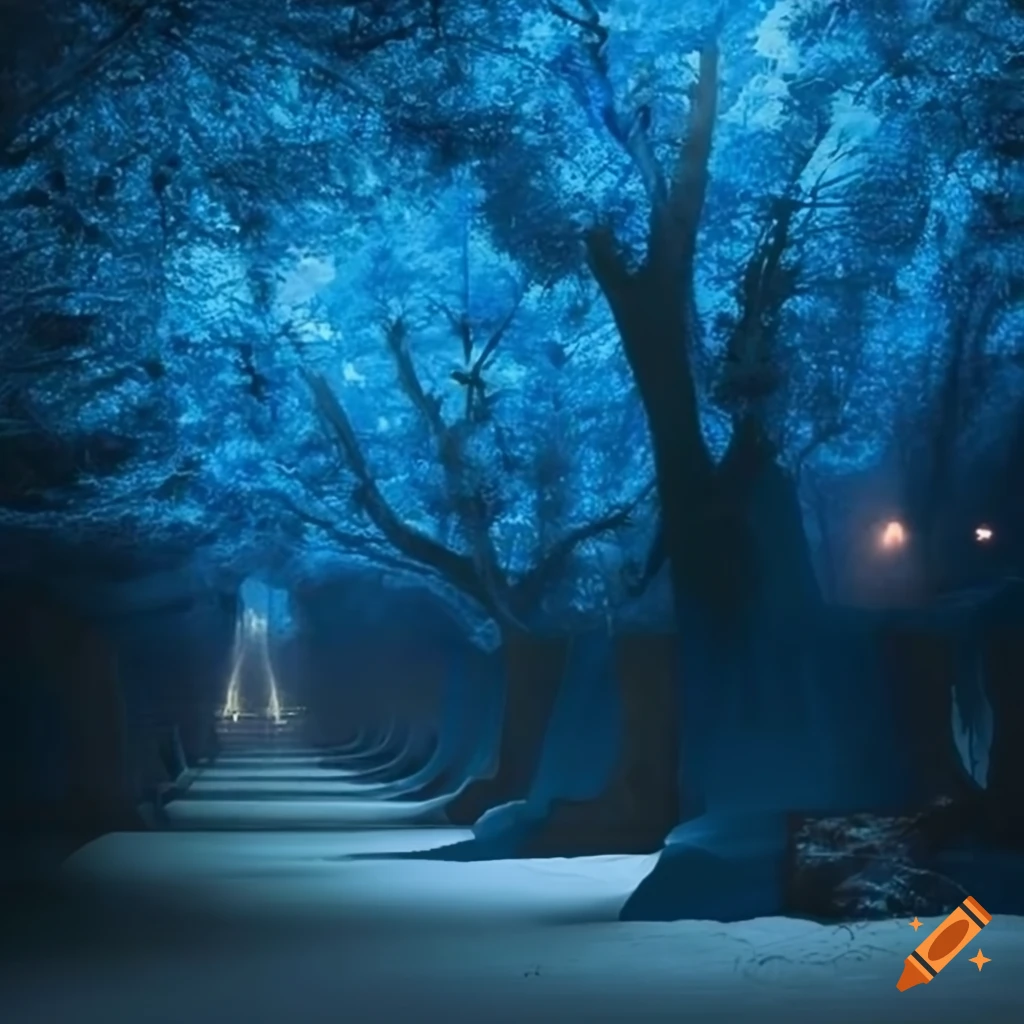 Abstract blue tree artwork on Craiyon