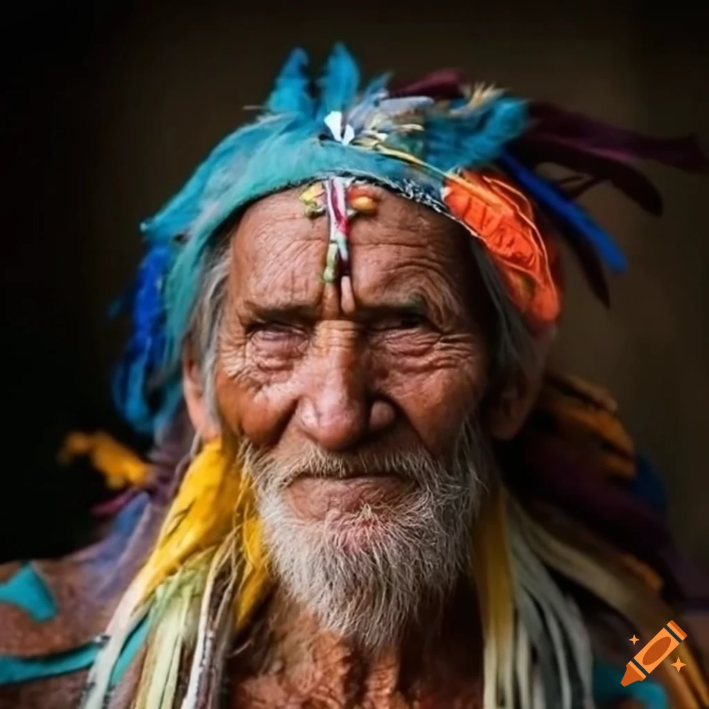Photo of a vibrant shaman in nature on Craiyon