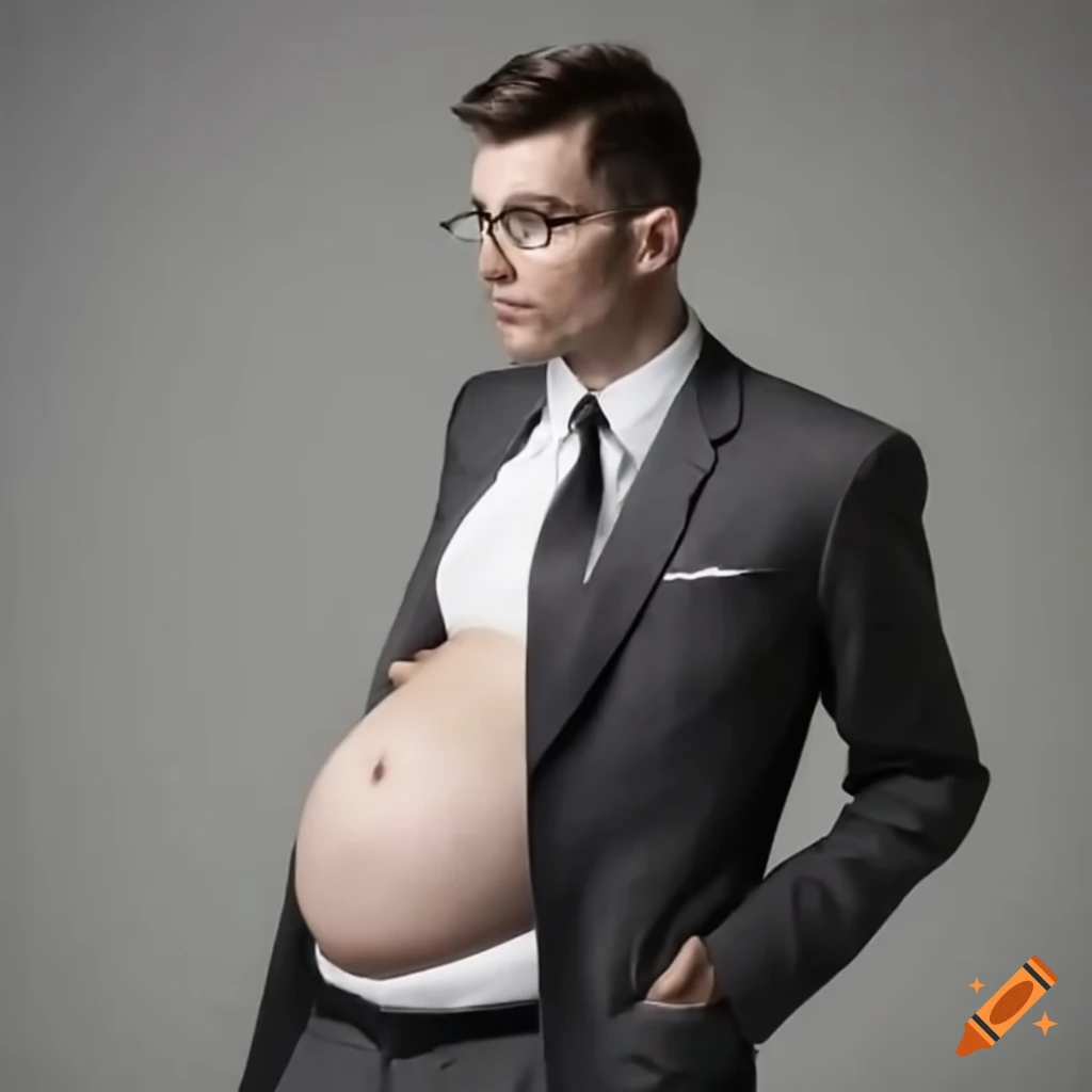 Stylish man with a beer belly wearing a suit on Craiyon