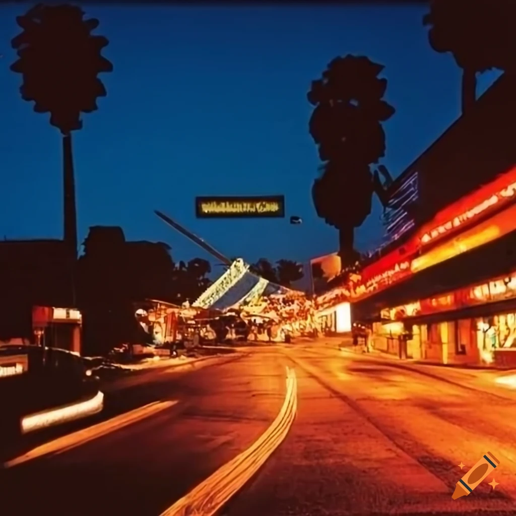 1974 Los Angeles Sunset Strip billboard on Craiyon