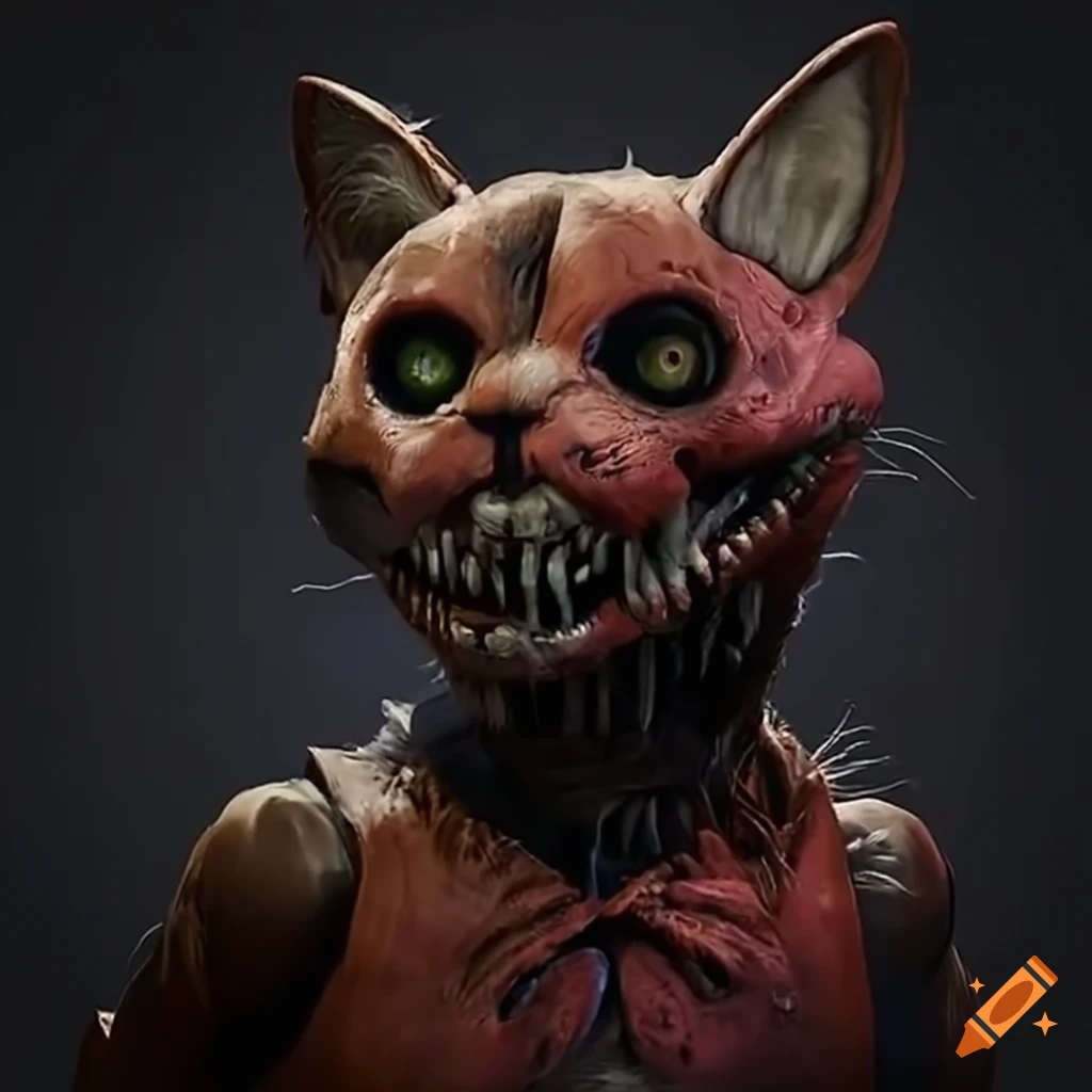 Creepy animatronic cat from a horror video game on Craiyon