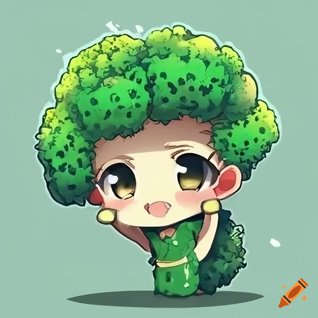 Cute chibi broccoli character