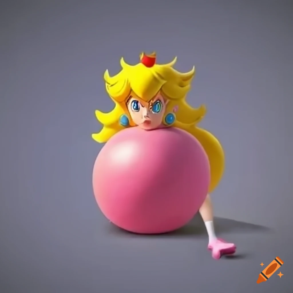 Princess peach trapped inside a giant rubber ball