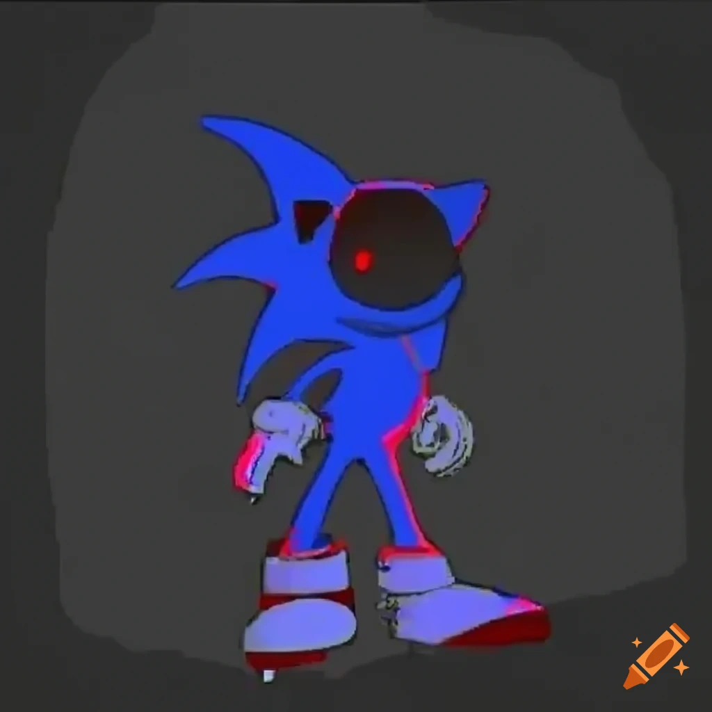 Disturbing glitchy artwork of Sonic character on Craiyon