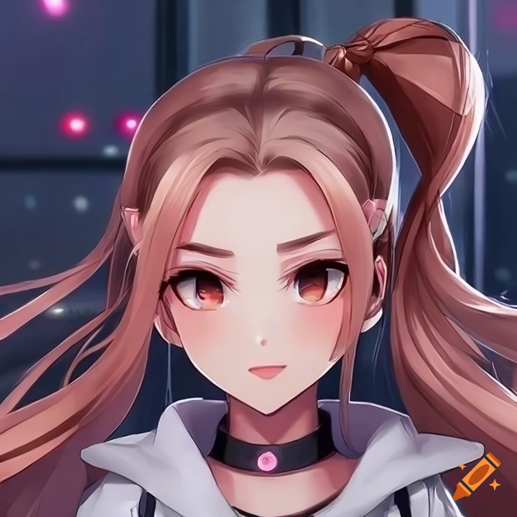 Anime character with ponytail and unique fashion style on Craiyon