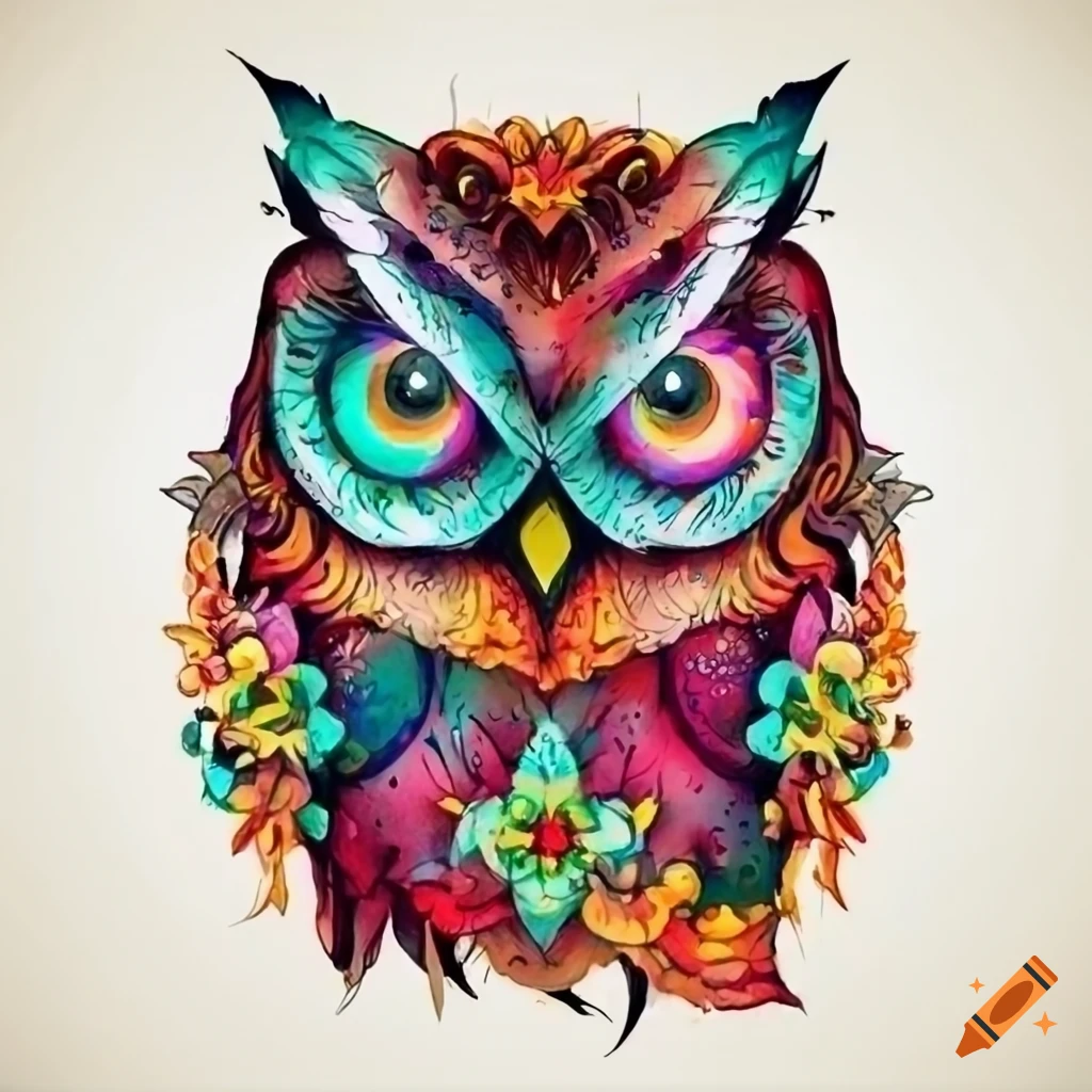 Colorful Owl Tattoo Flash Owl Tattoo: Symbolism, Design, And Care