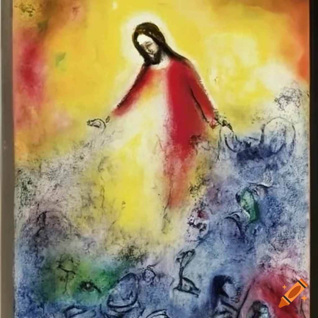Painting of jesus on a rubble heap by marc chagall on Craiyon